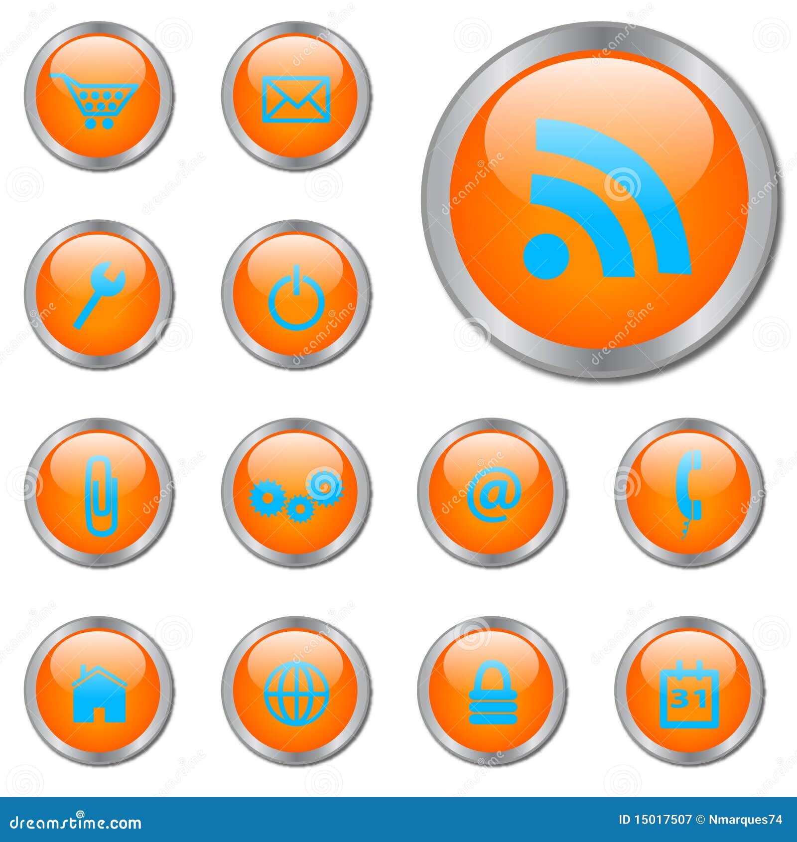 Orange Web Buttons stock vector. Illustration of round - 15017507