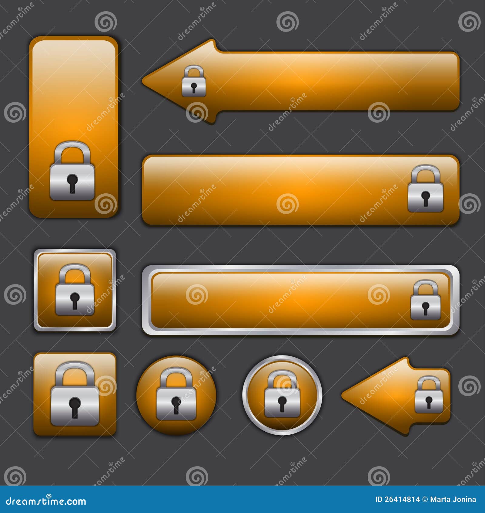 Orange web buttons stock vector. Illustration of orange - 26414814