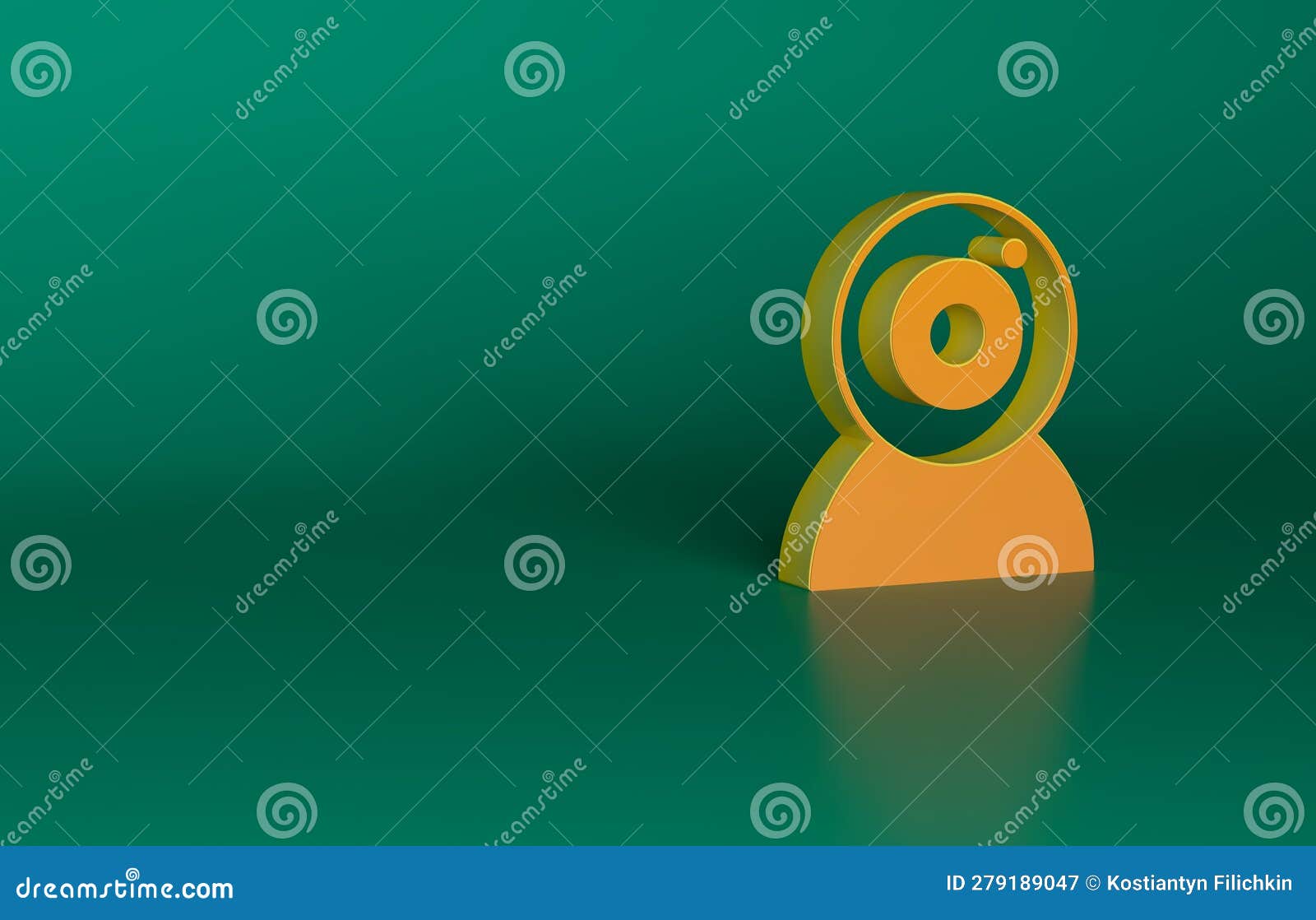 Orange Web Camera Icon Isolated on Green Background. Chat Camera ...