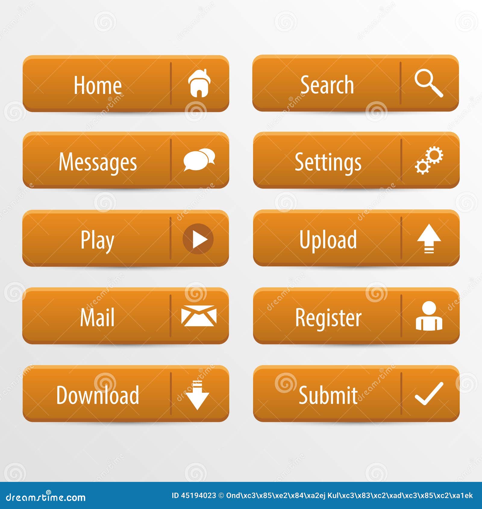 Orange Web Design Buttons Set. Vector Illustration Stock Vector ...