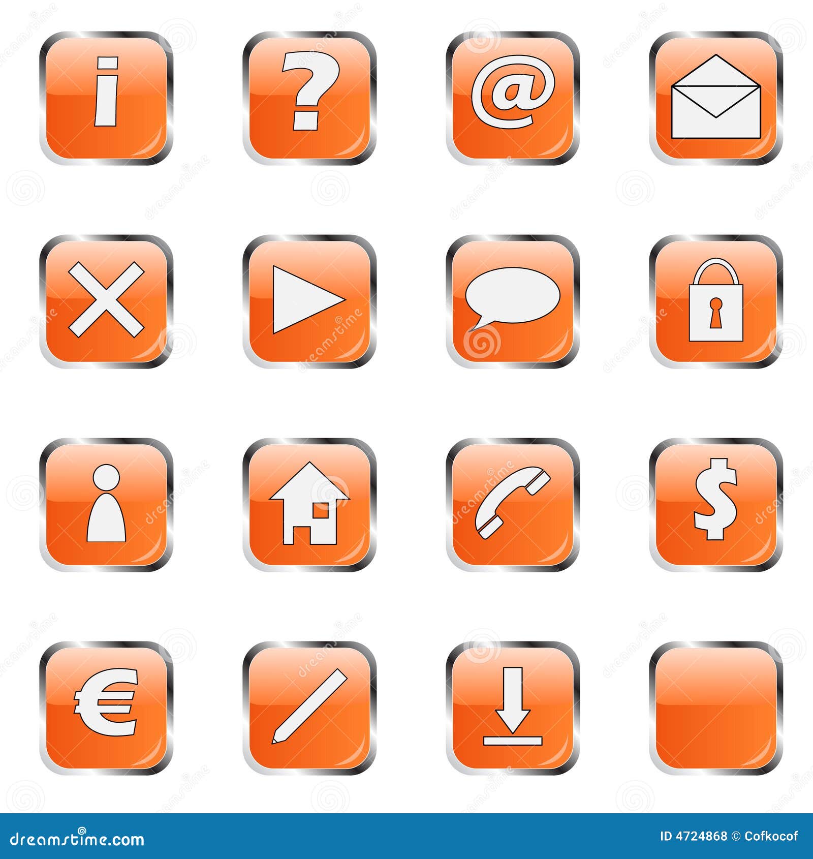 Orange Web Icon Collection 1 Stock Vector - Illustration of dollar ...