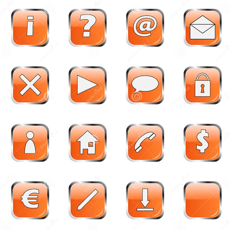 Orange Web Icon Collection 1 Stock Vector - Illustration of dollar ...