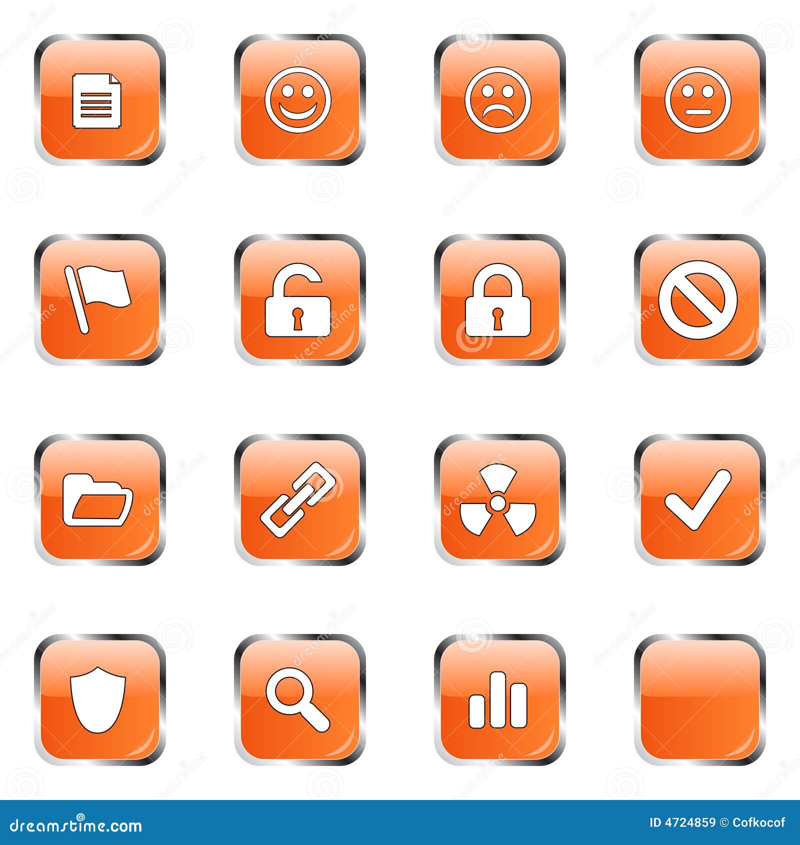 Orange web icon set 3 stock vector. Illustration of face - 4724859