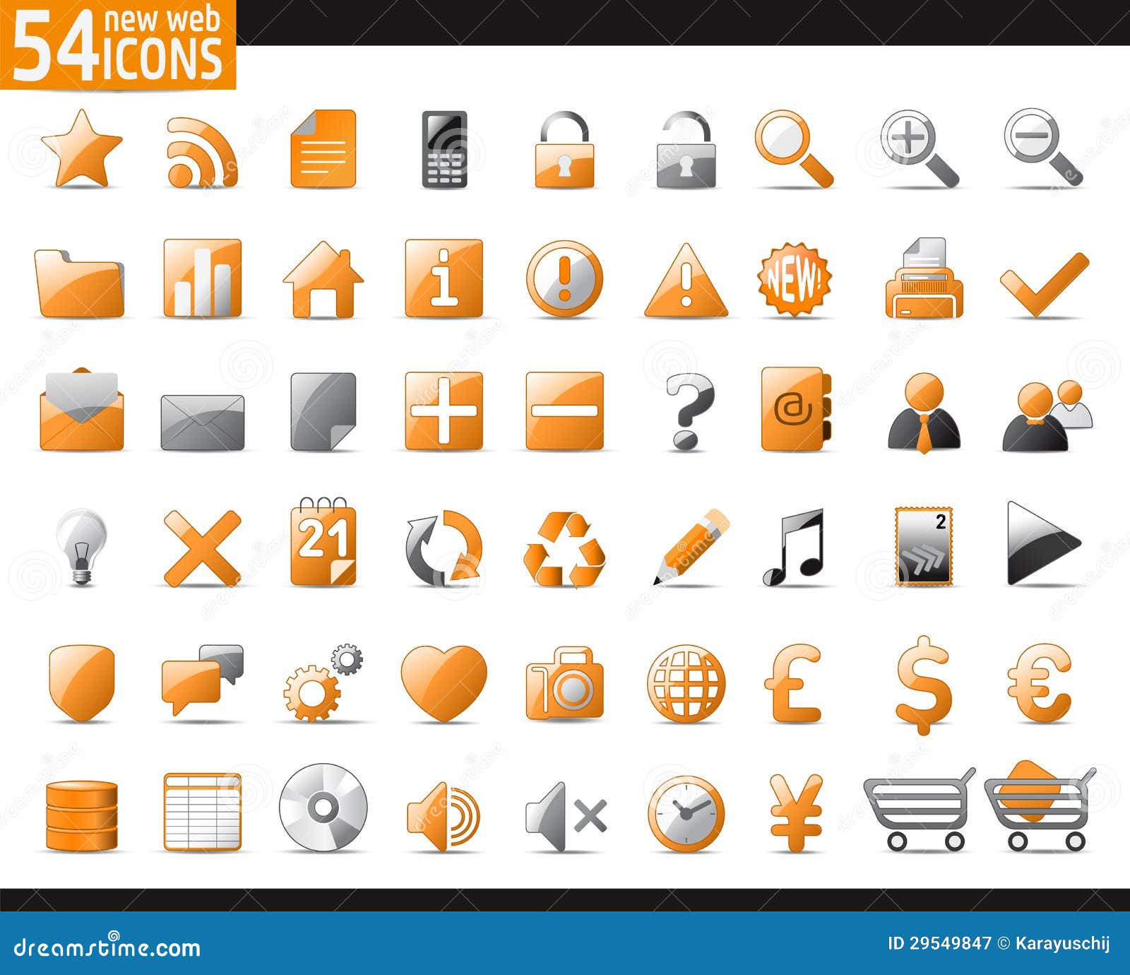 Orange Web Icons stock vector. Illustration of folder - 29549847