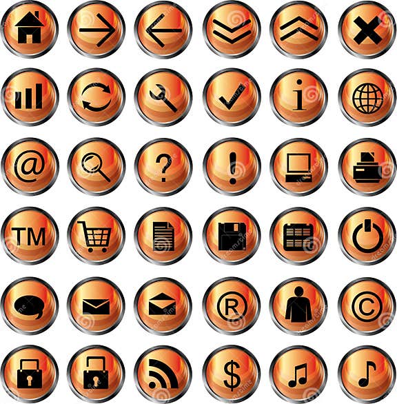 Orange web icons stock vector. Illustration of email, letter - 7950809