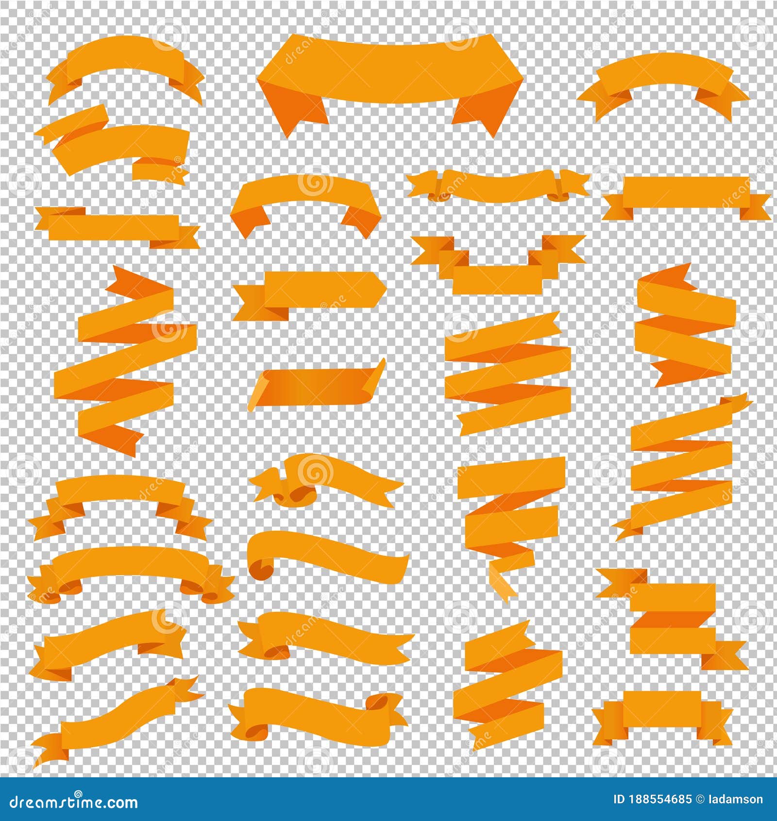 Orange Web Ribbon Big Set Transparent Background Stock Vector ...