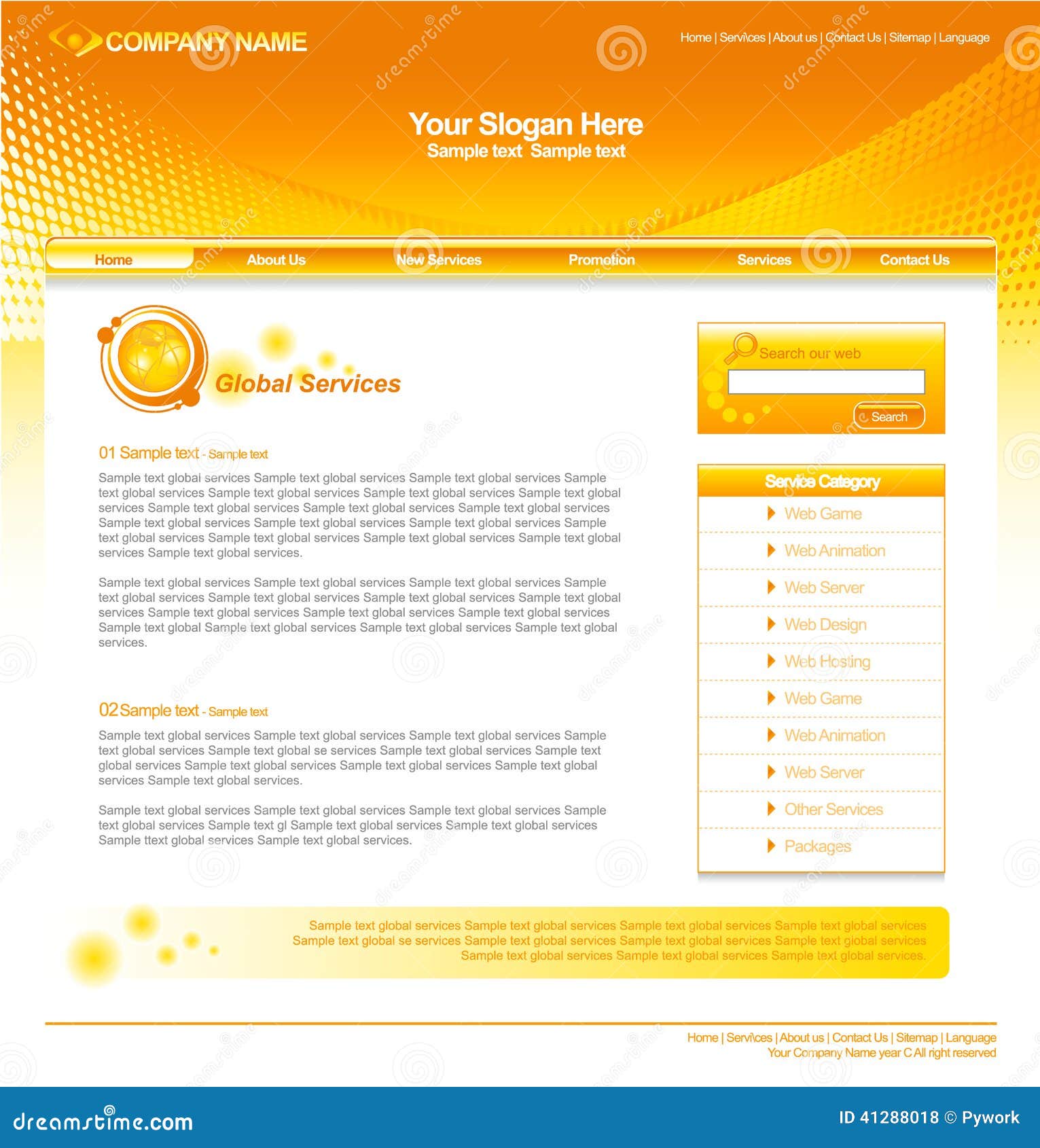 Orange Web Template stock vector. Illustration of computer - 41288018