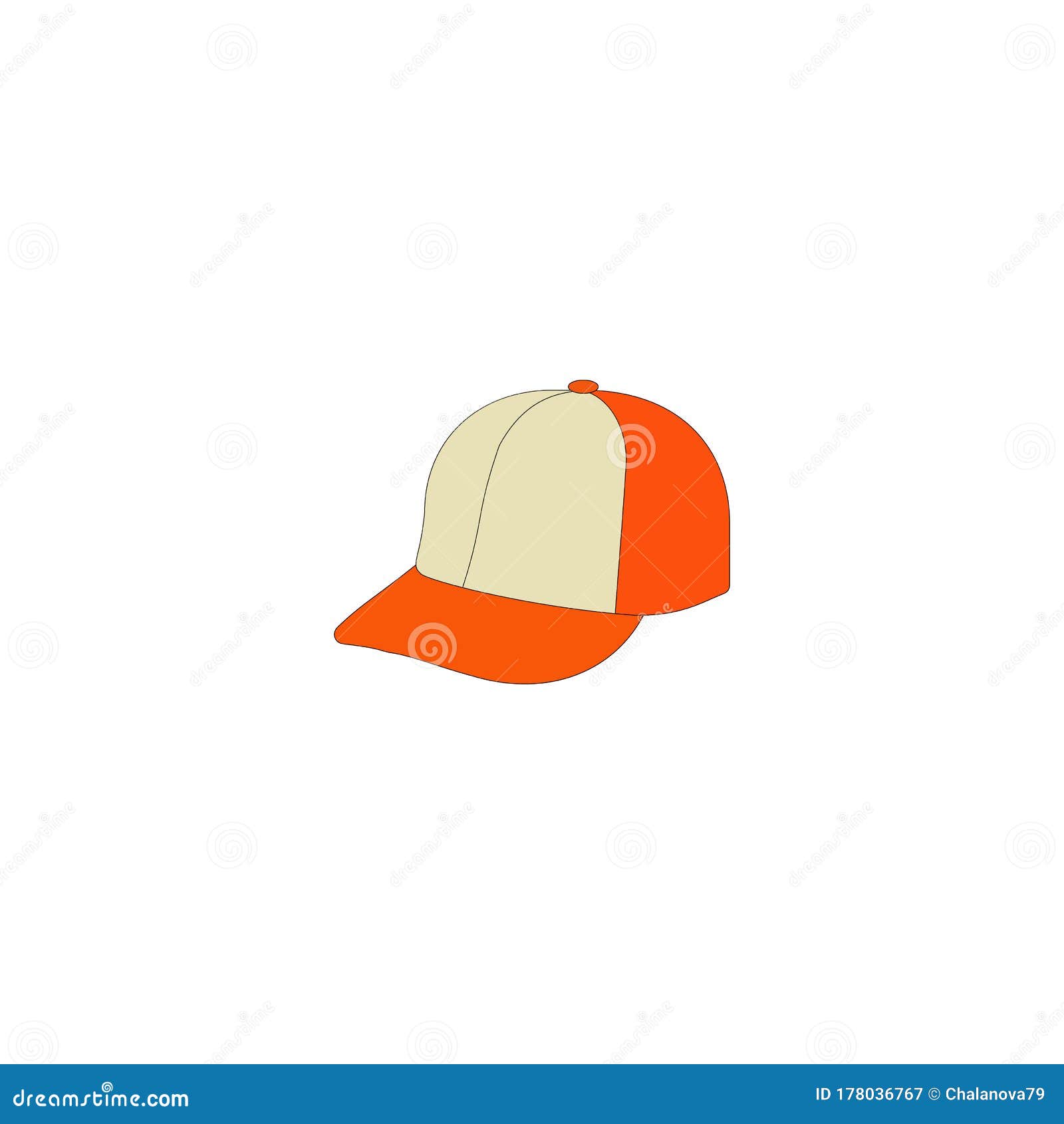 Orange and White Baseball Cap Icon. Flat Illustration of Colorful ...