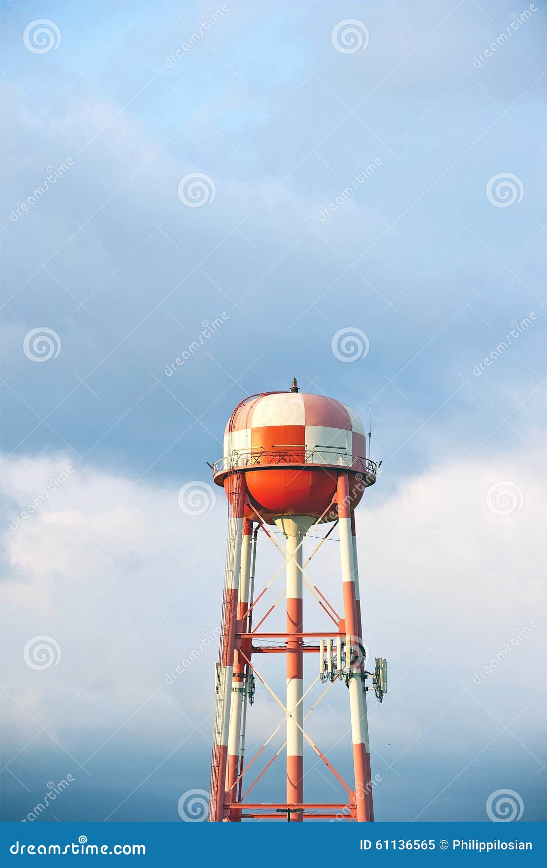 Orange & White Checkered Water Tower Stock Image - Image of tank ...