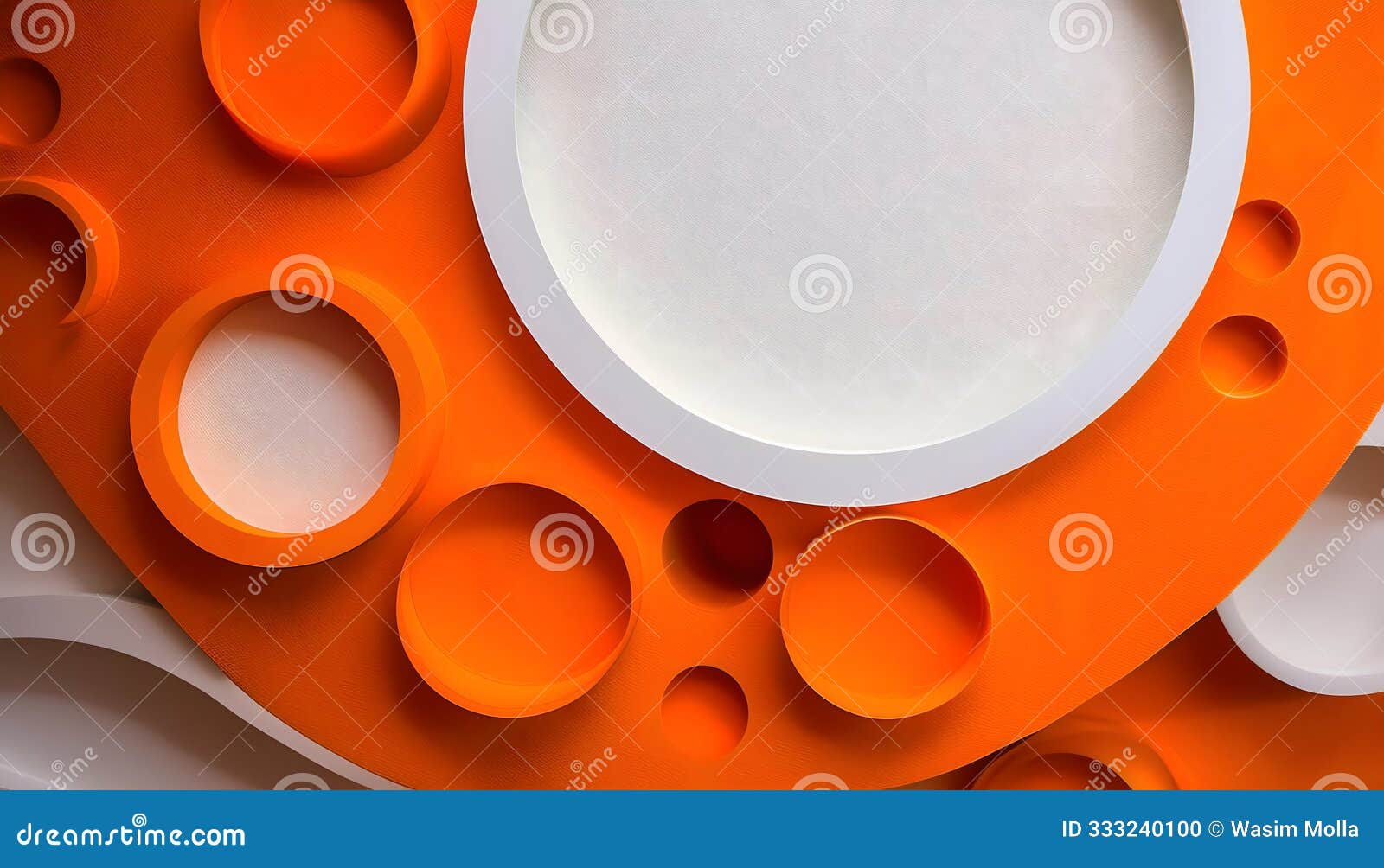 Orange and White Color Abstract Background with Round Holes 3d Effect ...