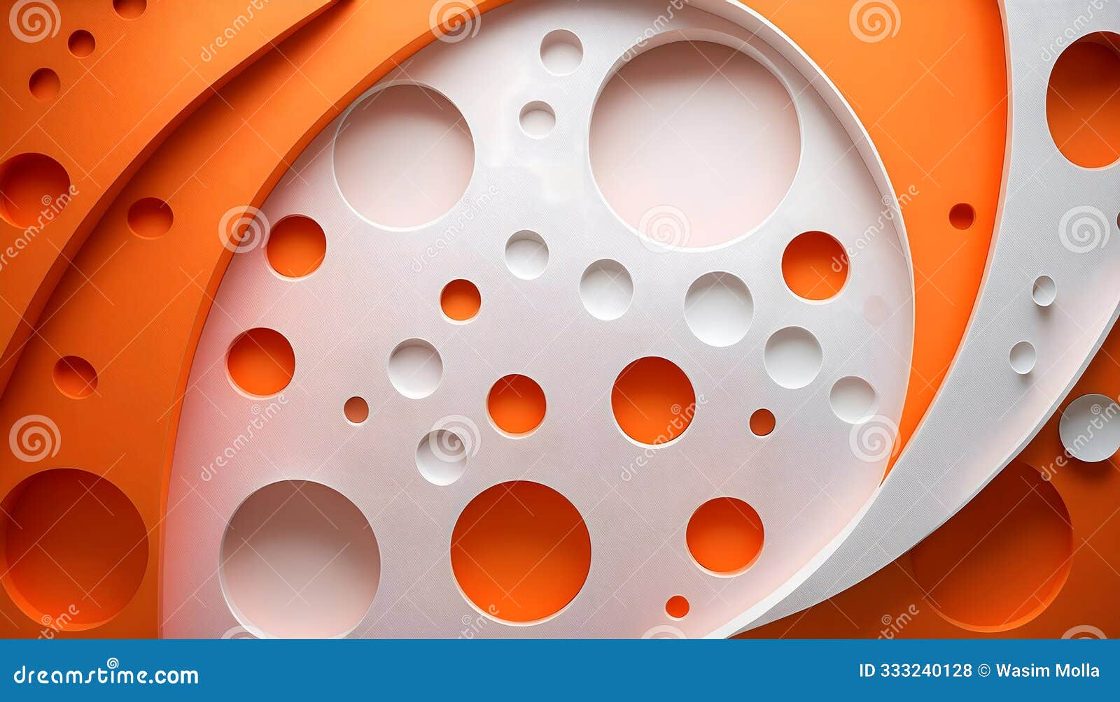 Orange and White Color Abstract Background with Round Holes 3d Effect ...