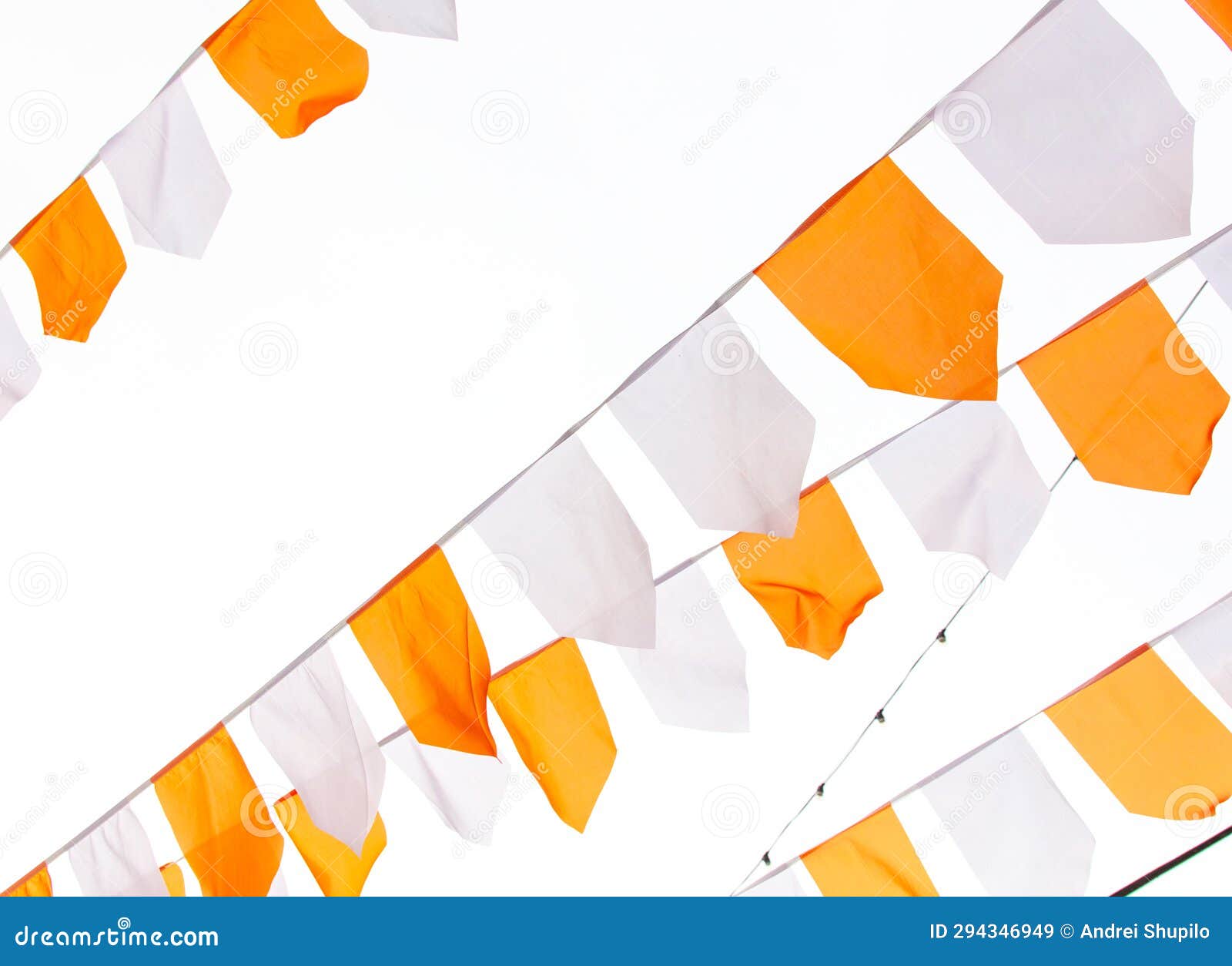 Orange and White Festive Flags Isolated on White Background Stock Image ...