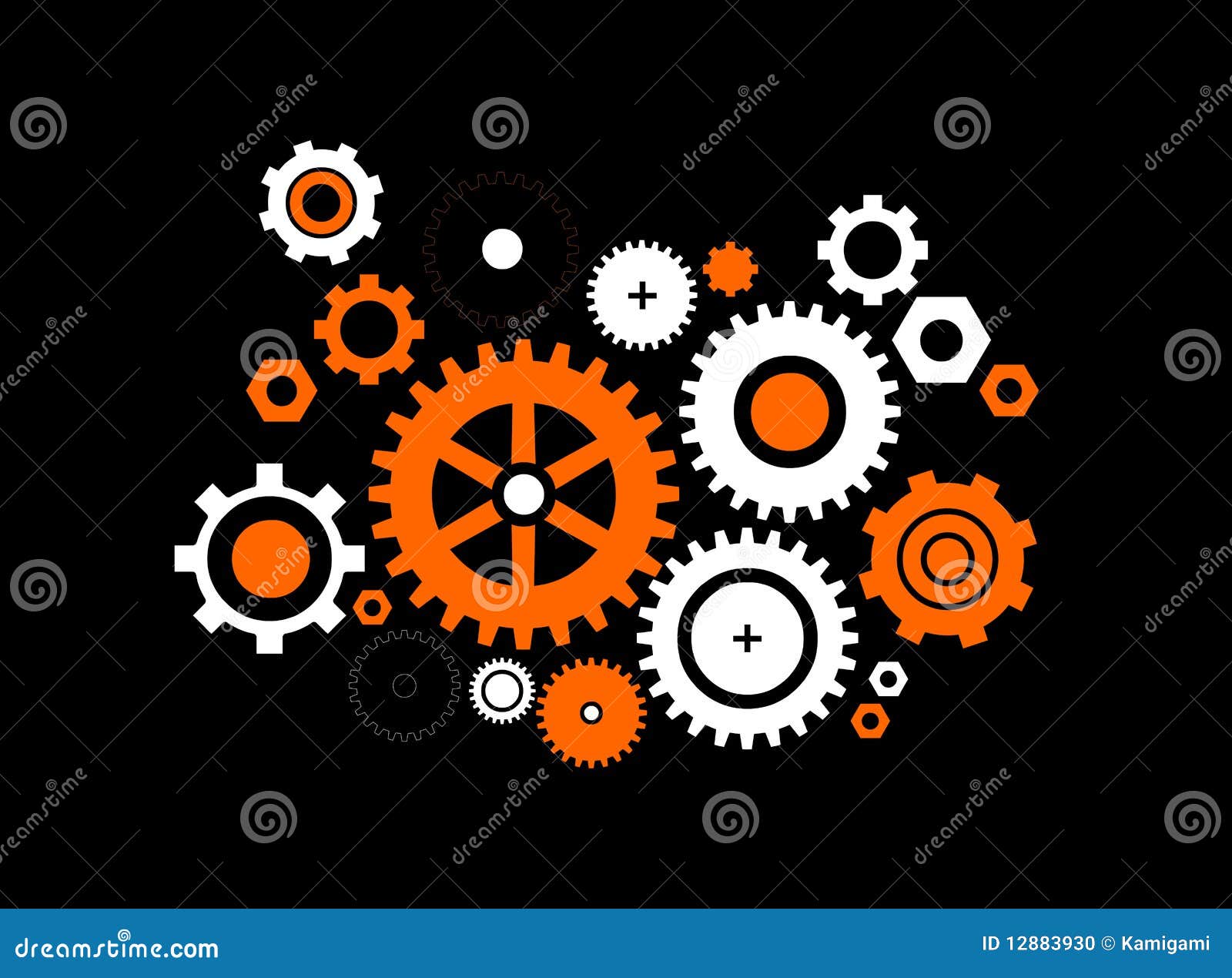 Orange -white gears stock illustration. Illustration of gear - 12883930