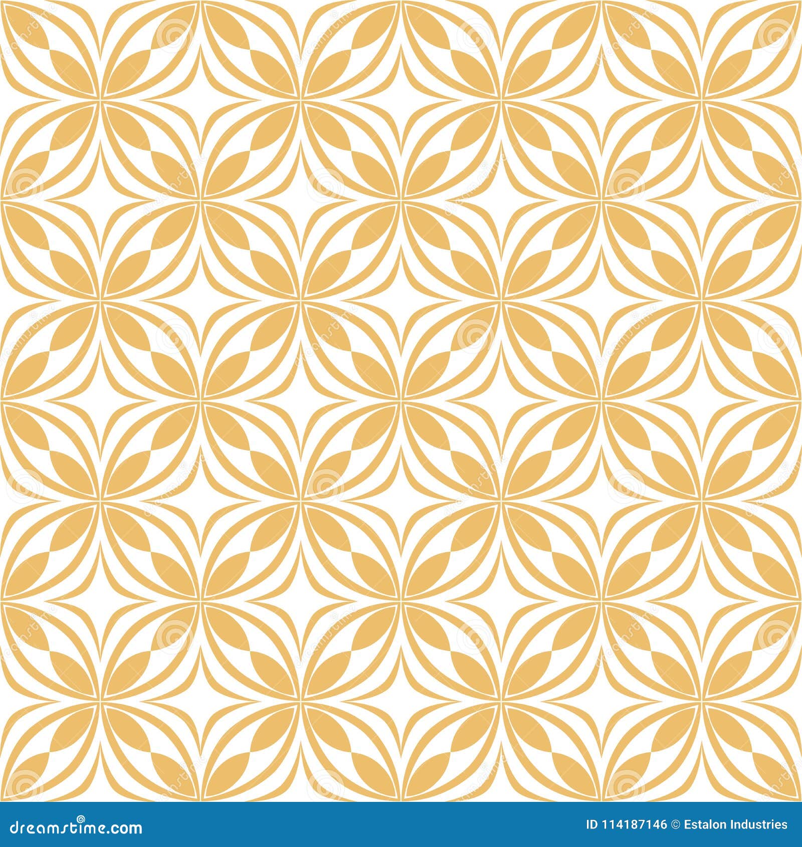 Orange on White Geometric Tile Oval and Circle Seamless Repeat Pattern ...