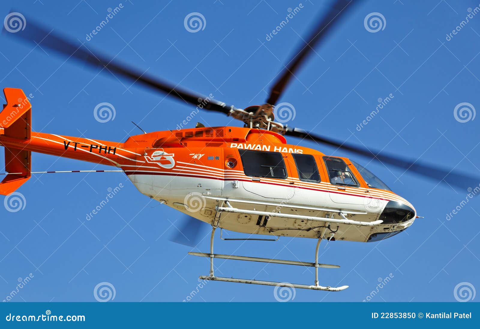 Orange and White Helicopter Overhead Editorial Image - Image of ...
