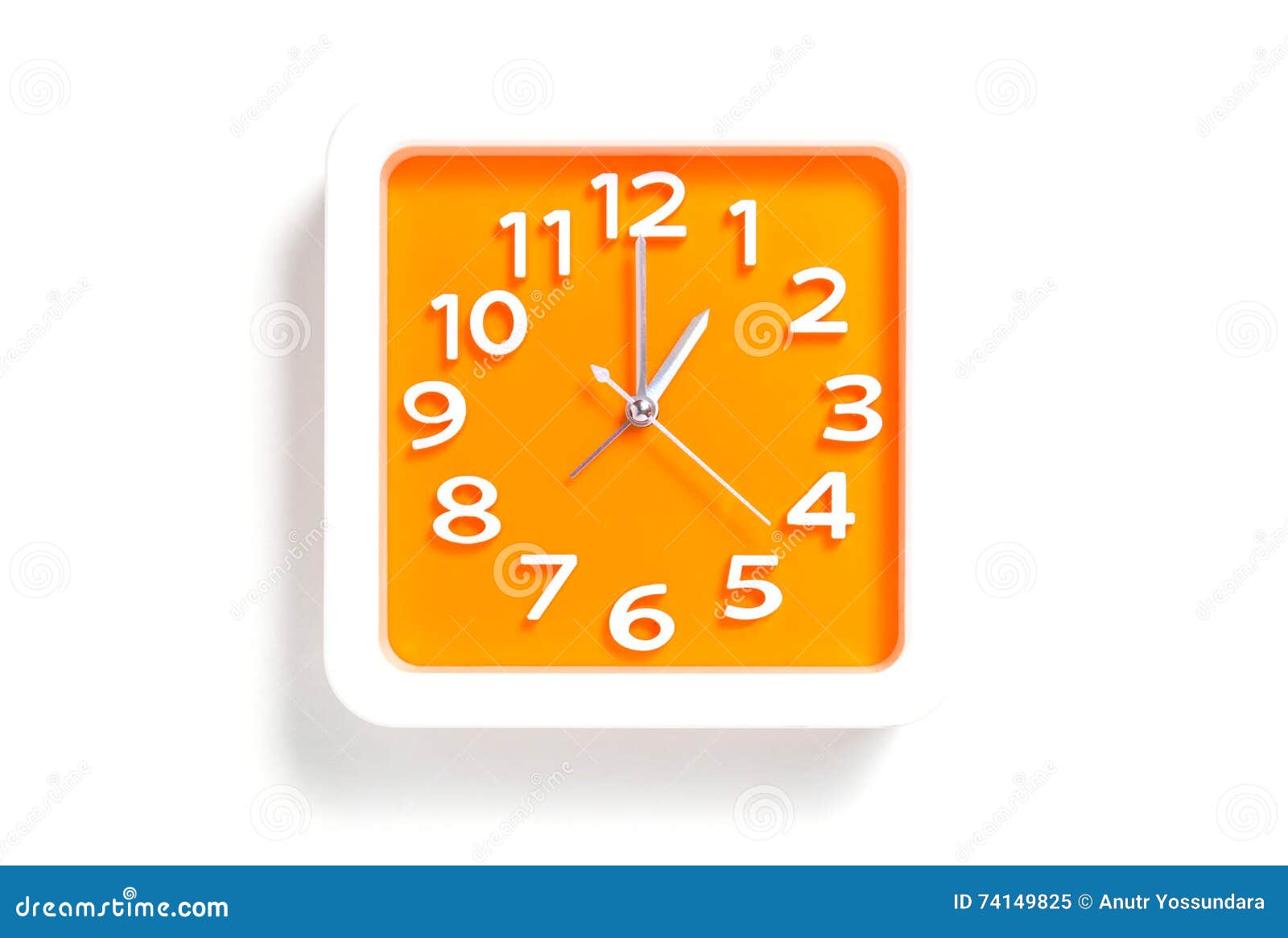 Orange White/Orange Clock Pointing at 1AM or 1PM Stock Image - Image of ...