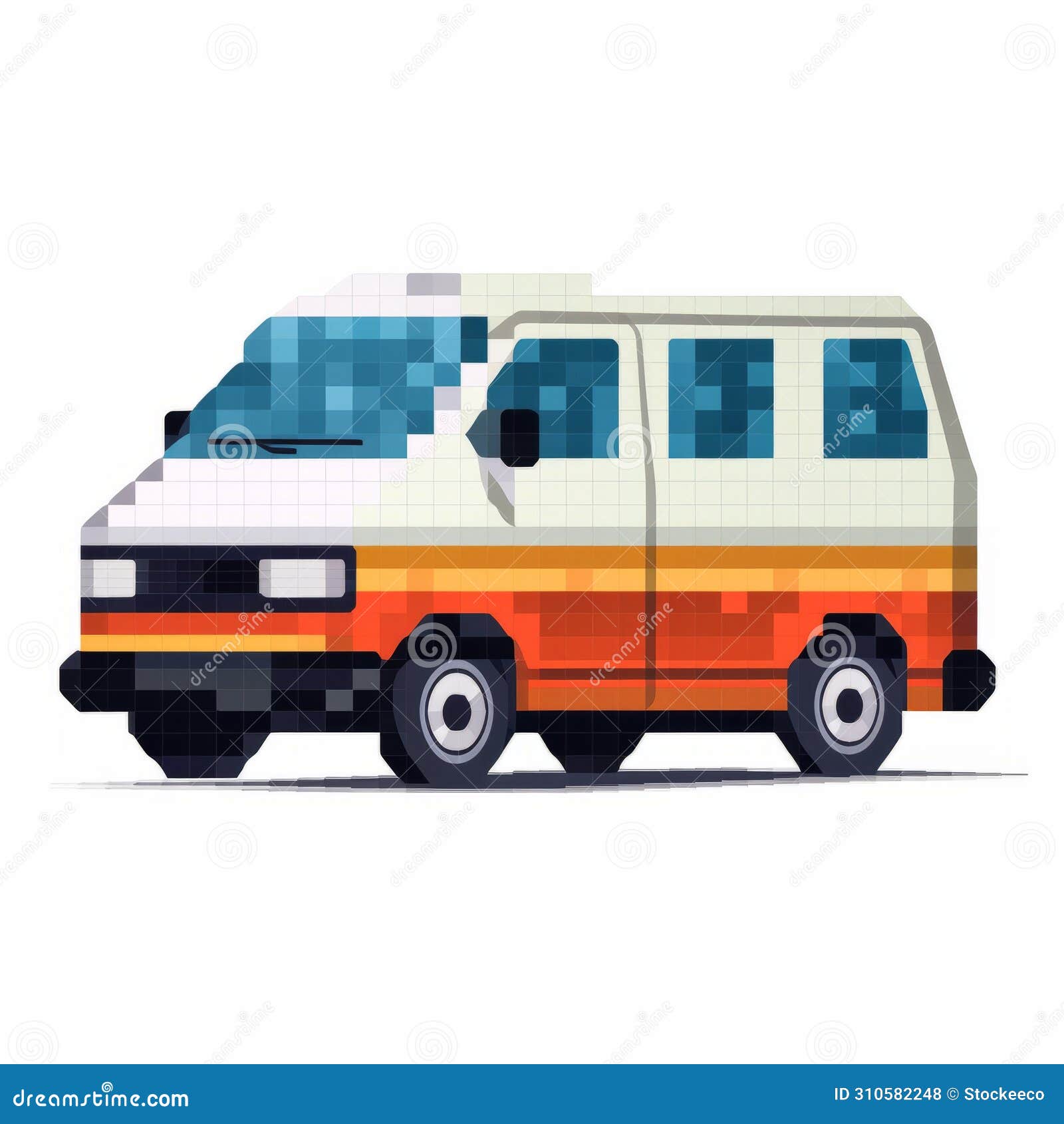 Pixelated Van Art Vector Illustration on White Background Stock ...