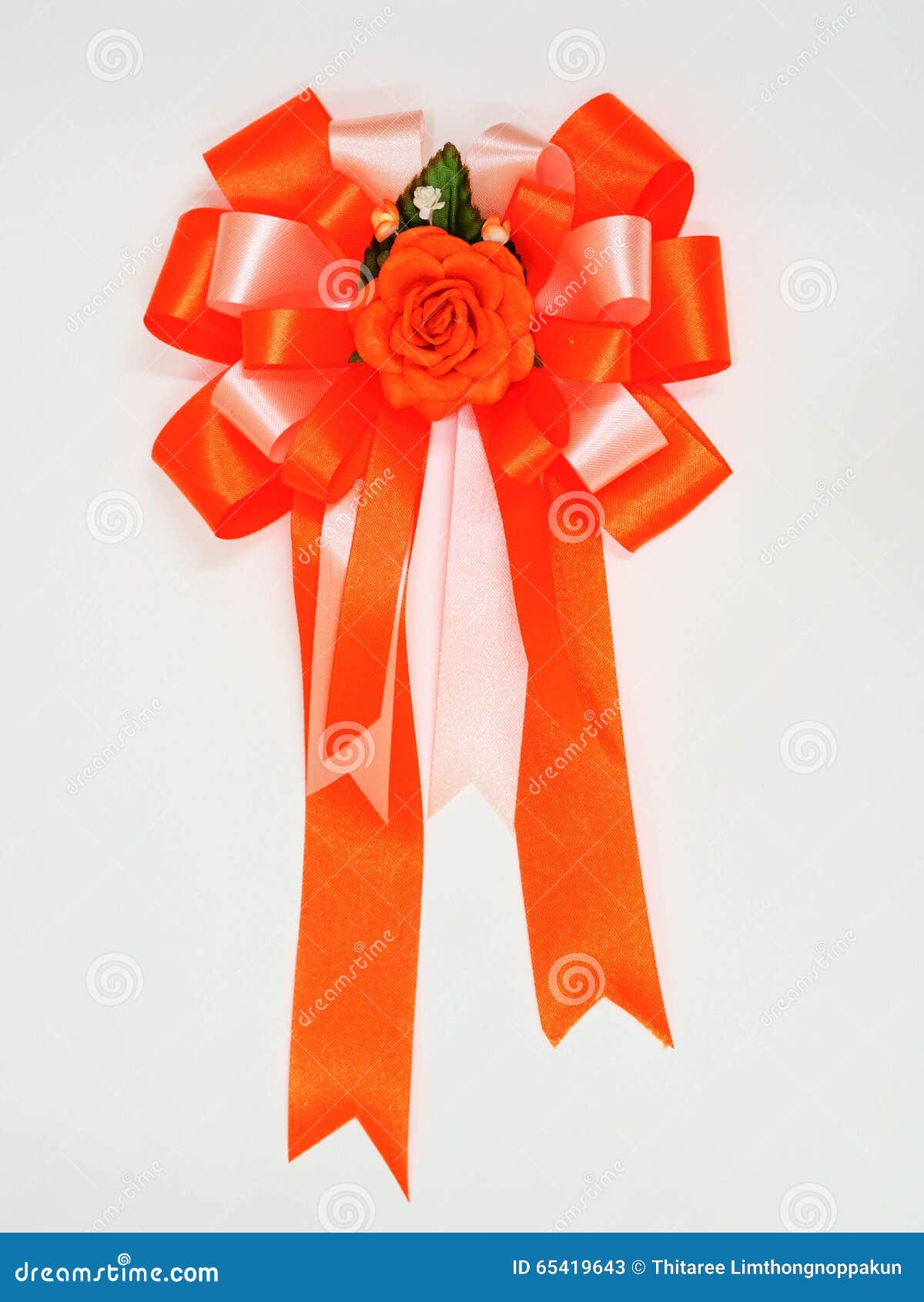 Orange and White Ribbon with White Background Stock Image - Image of ...