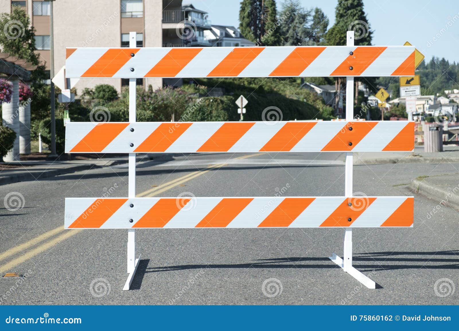 Orange and White Road Barricade Stock Photo - Image of change, blurred ...