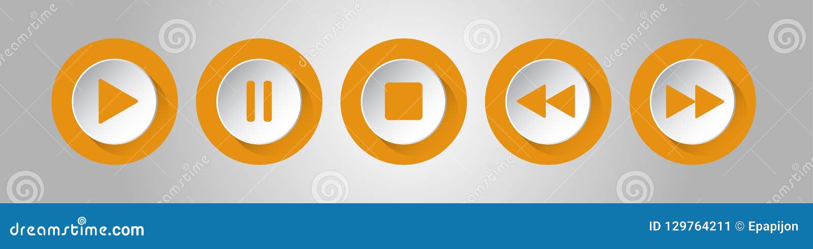 Orange, White Round Music Control Buttons Set Stock Vector ...