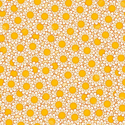 Orange and White Simple Daisy Flowers Seamless Pattern, Vector Stock ...