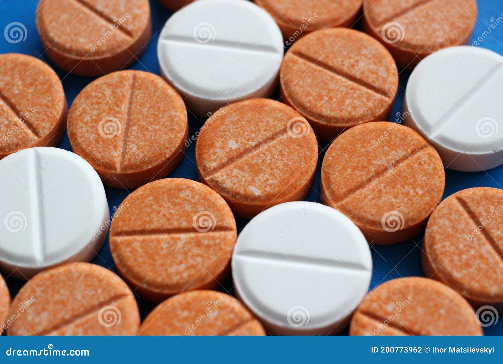 Orange and White Tablets of Glucose and Vitamin C. Stock Photo - Image ...