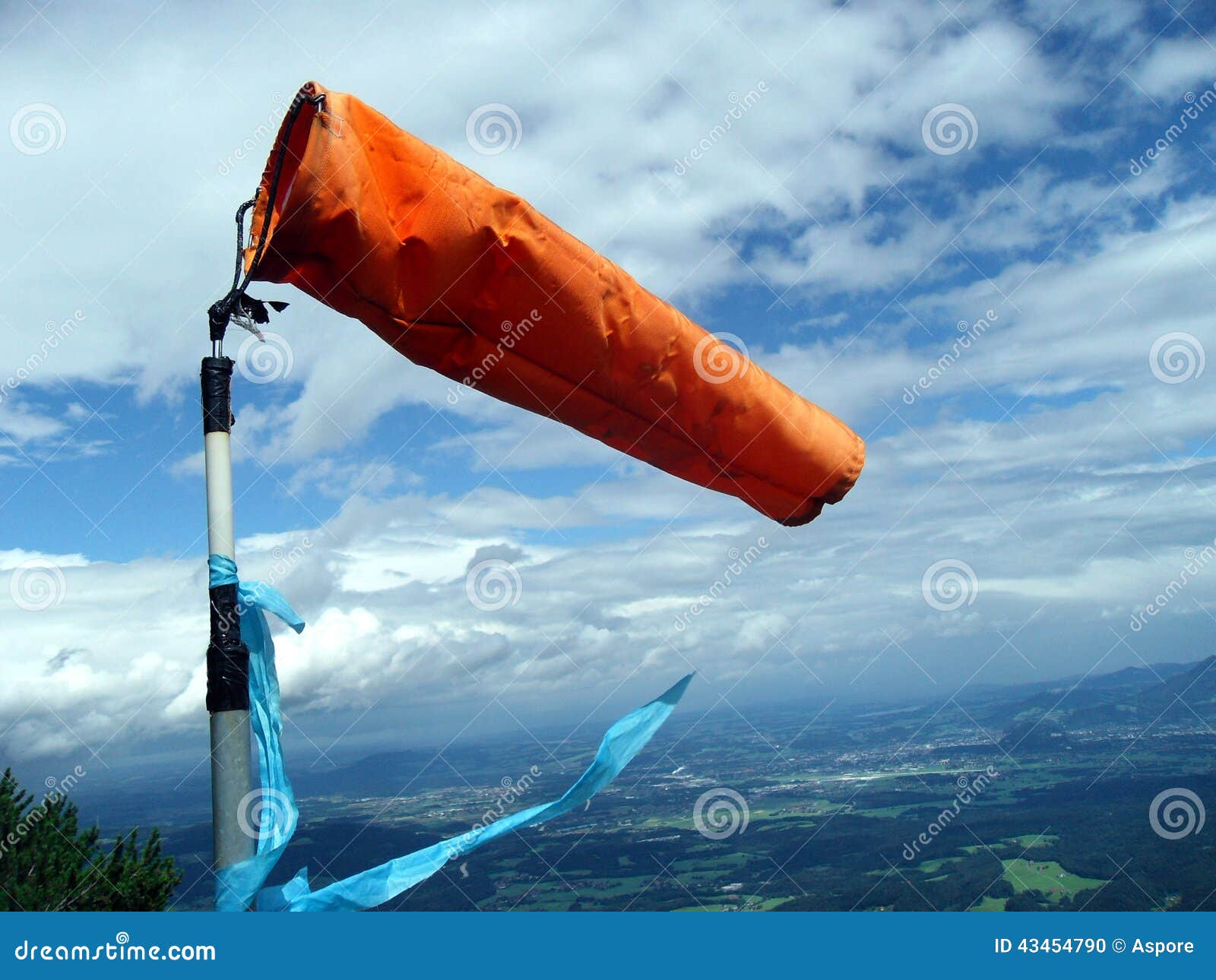 The Orange Windsock (weathervane) on Top of the Mo Stock Photo - Image ...