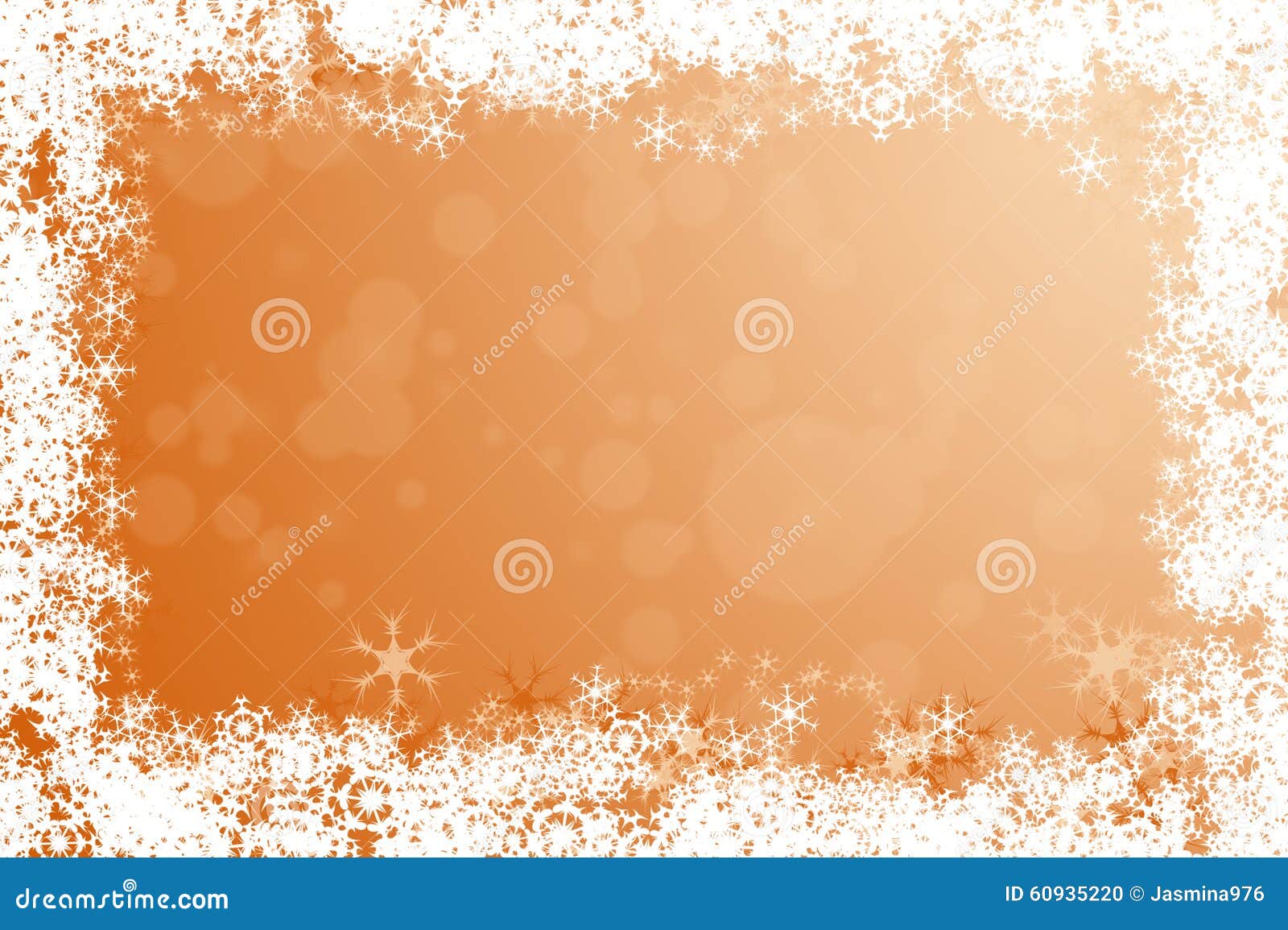 Orange Winter Holidays Background Framed with Snowflakes Stock ...