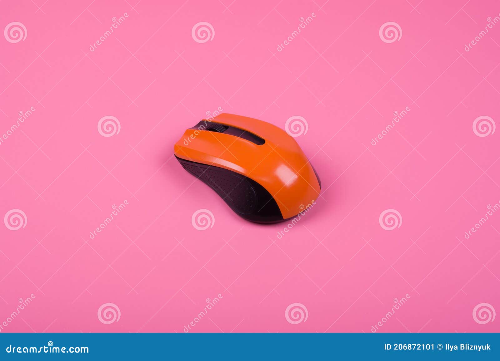Orange Wireless Mouse on Pink Background Stock Image - Image of ...