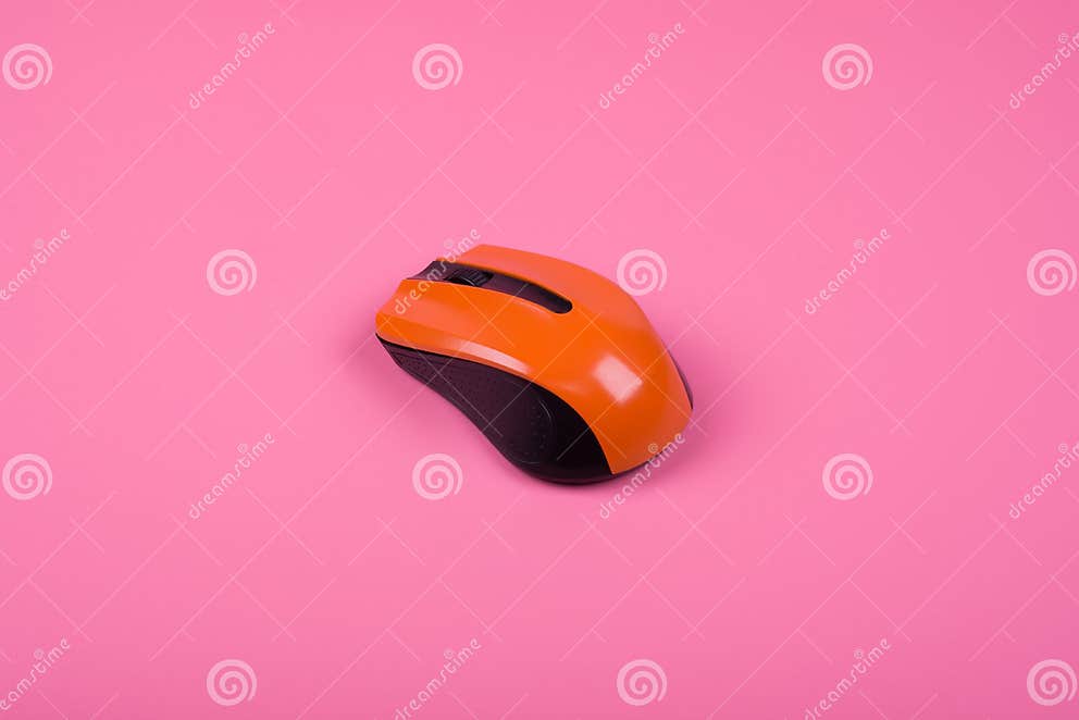 Orange Wireless Mouse on Pink Background Stock Image - Image of ...