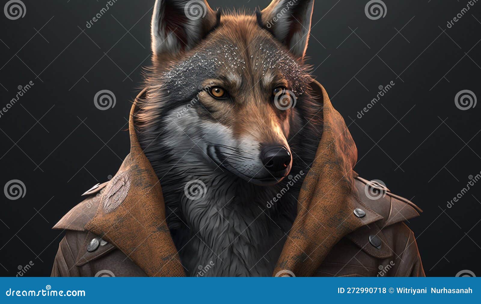 Orange Wolf in Clothes. Concept Graphic in Vintage Style Stock ...
