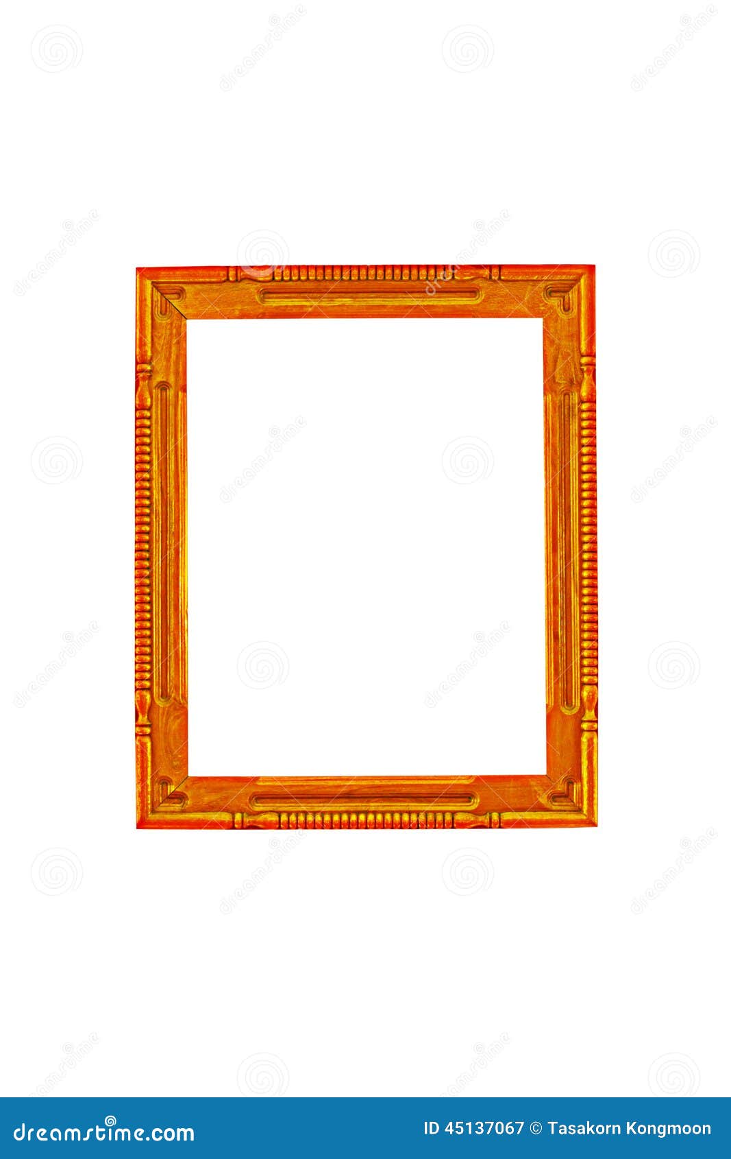 Orange Wooden Frame Isolated on White Background Stock Image - Image of ...