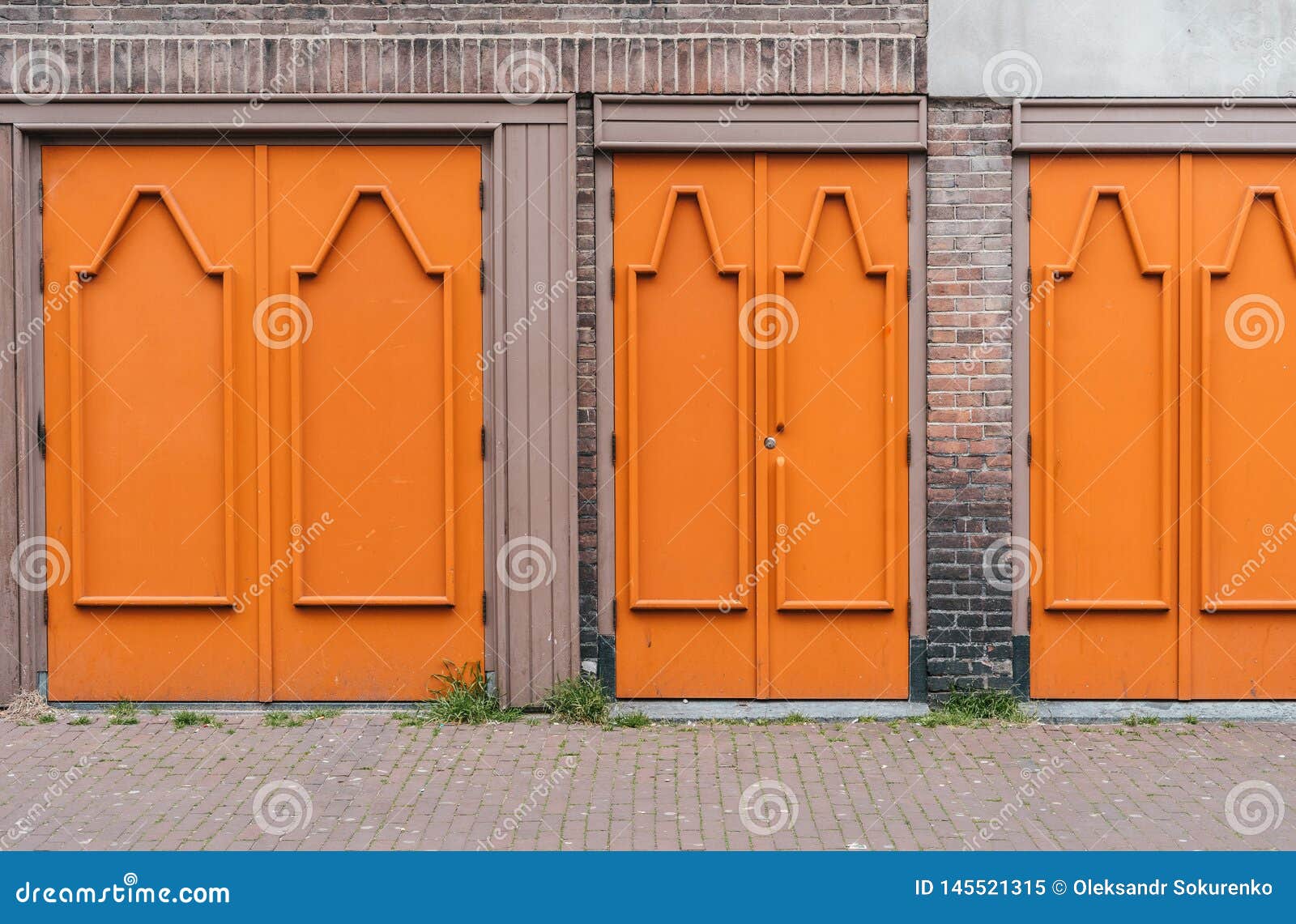 Orange Wooden Stylish Doors Stock Image - Image of frame, retro: 145521315