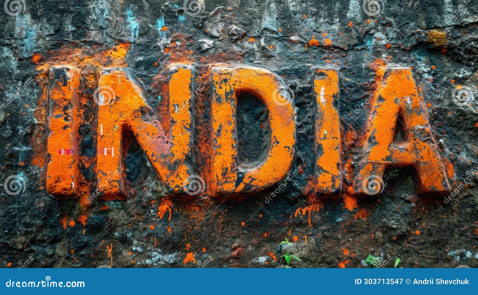 Orange Word India Painted on the Wall Stock Illustration - Illustration ...