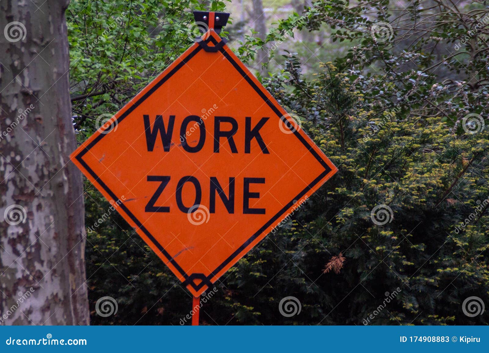 Orange work zone sign stock image. Image of expect, prepare - 174908883