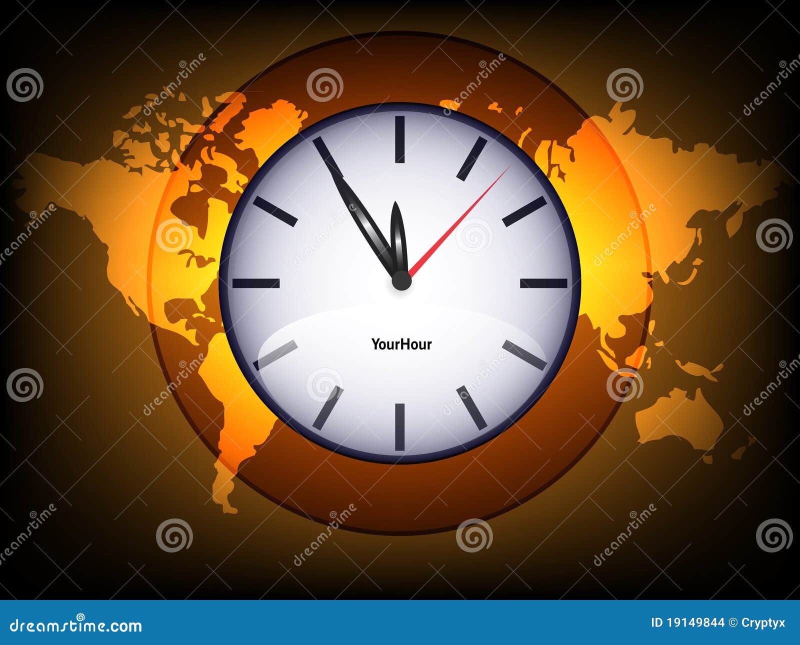 Orange world map stock vector. Illustration of hour, america - 19149844