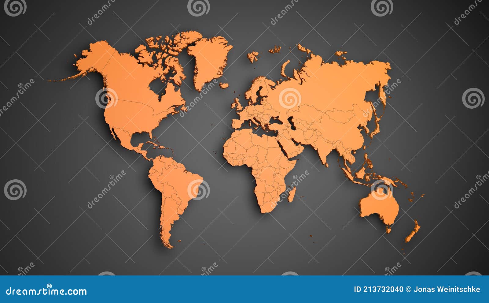 Orange World Map on Black Background Stock Illustration - Illustration ...