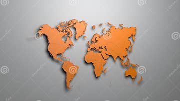 Orange World Map on Grey Background Stock Illustration - Illustration ...