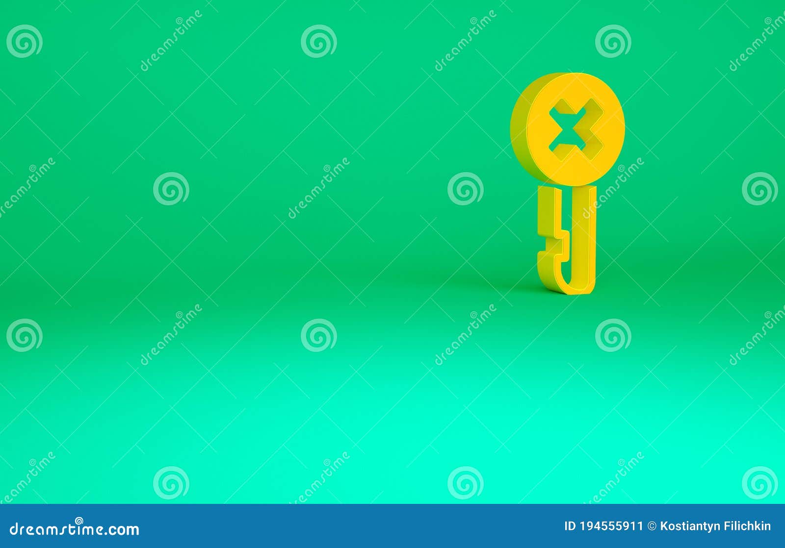 Orange Wrong Key Icon Isolated on Green Background. Minimalism Concept ...