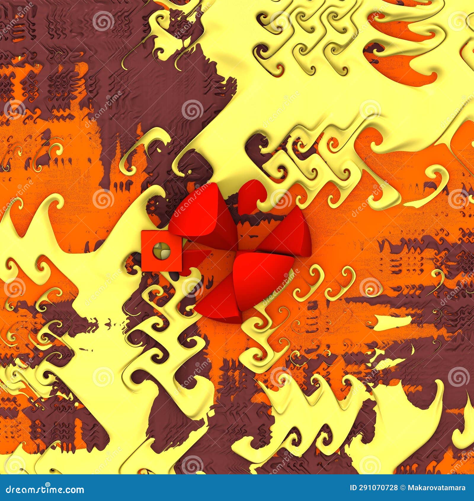 Orange, Yellow, Brown and Red Random Fractal Pattern, Abstract 3d ...
