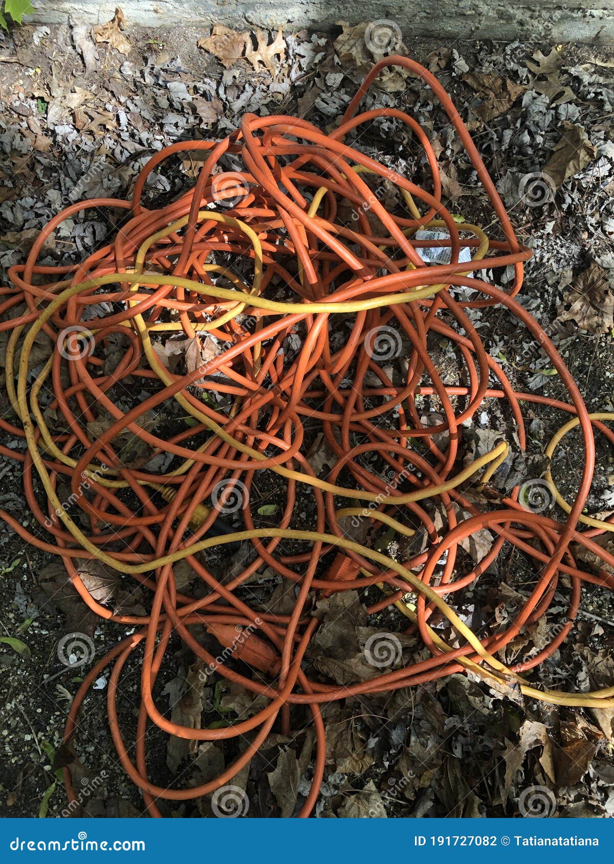 Tangled Extension cords stock photo. Image of tangled - 191727082