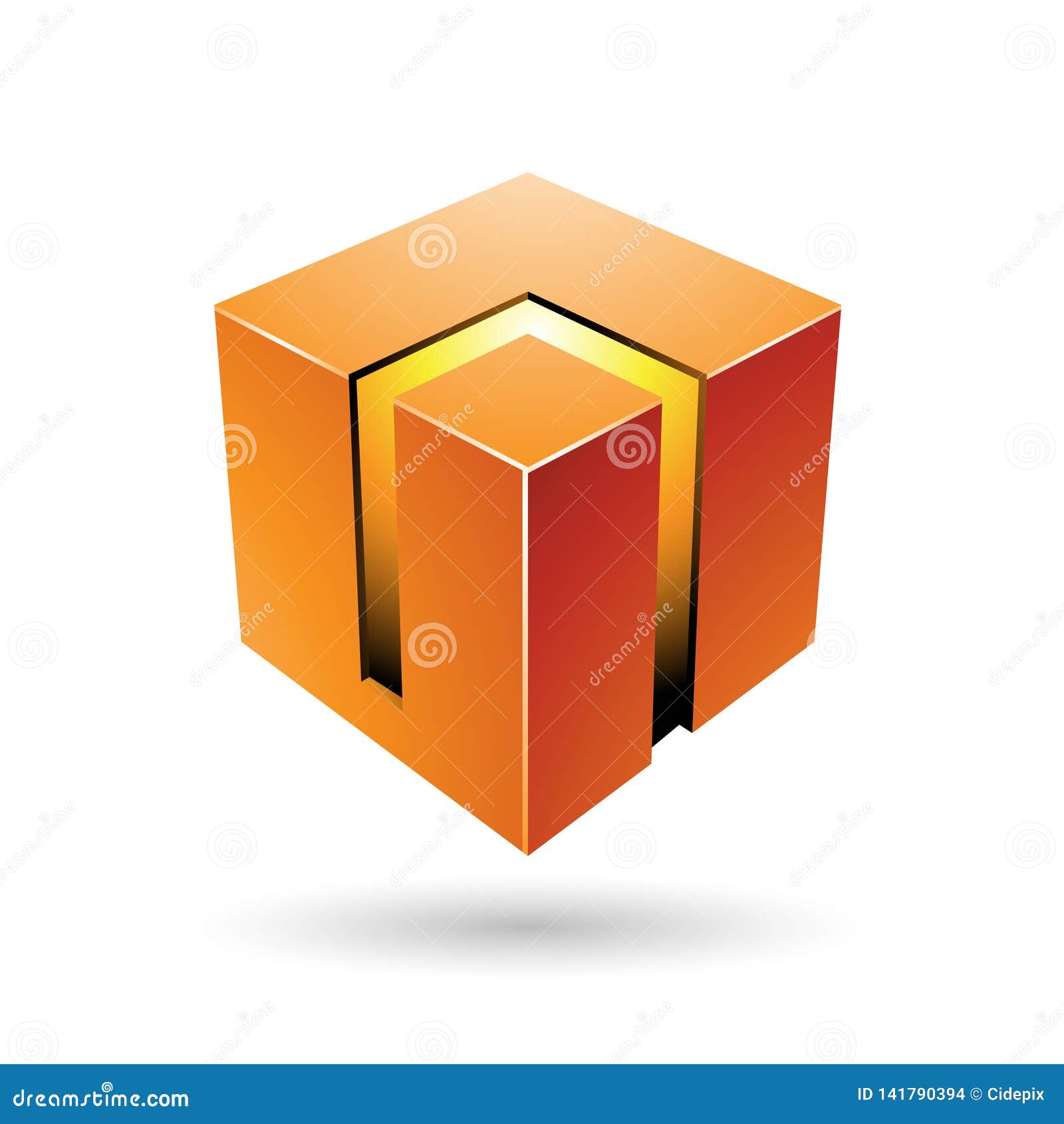 Orange and Yellow 3d Bold Cube Stock Vector - Illustration of isolated ...