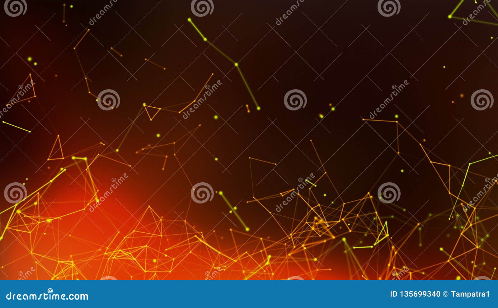 Orange and Yellow Digital Data and Network Connection Triangle Lines ...