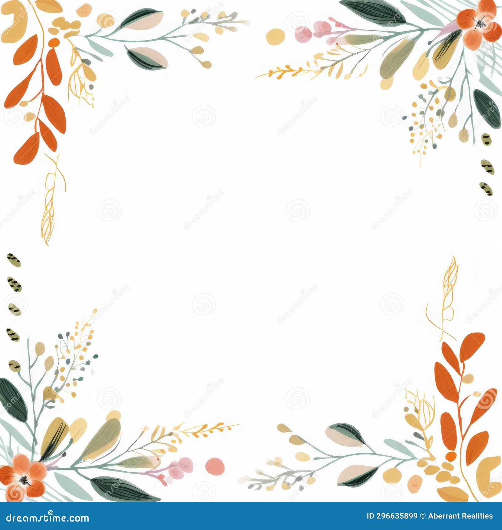 An Orange and Yellow Floral Frame on a White Background Stock ...