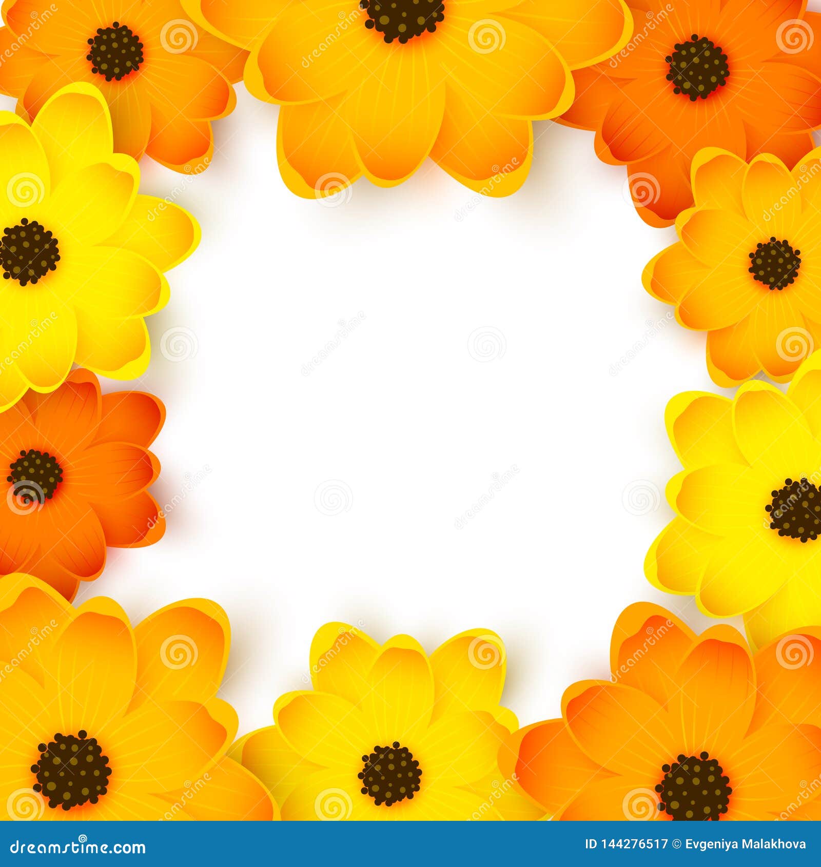 Orange and Yellow Flowers Frame Stock Vector - Illustration of texture ...