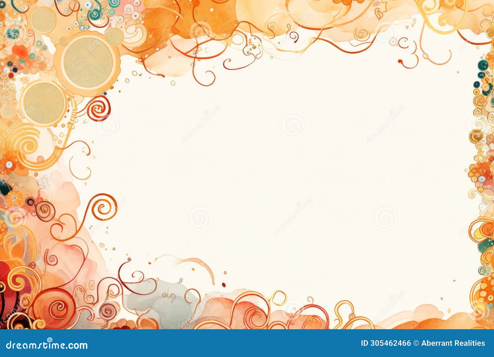 An Orange and Yellow Frame with Swirls and Swirls Stock Illustration ...