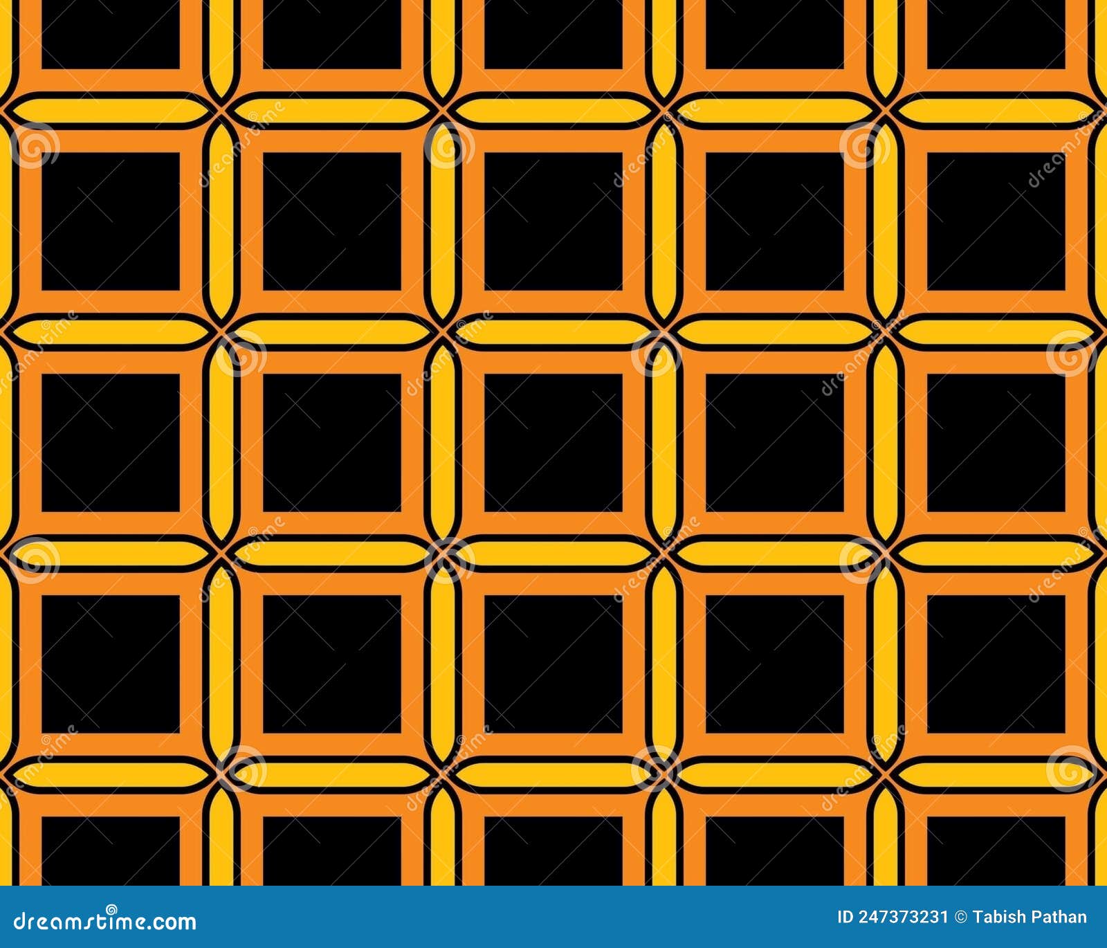 Orange-yellow Geometric Square Pattern on a Black Background Stock ...