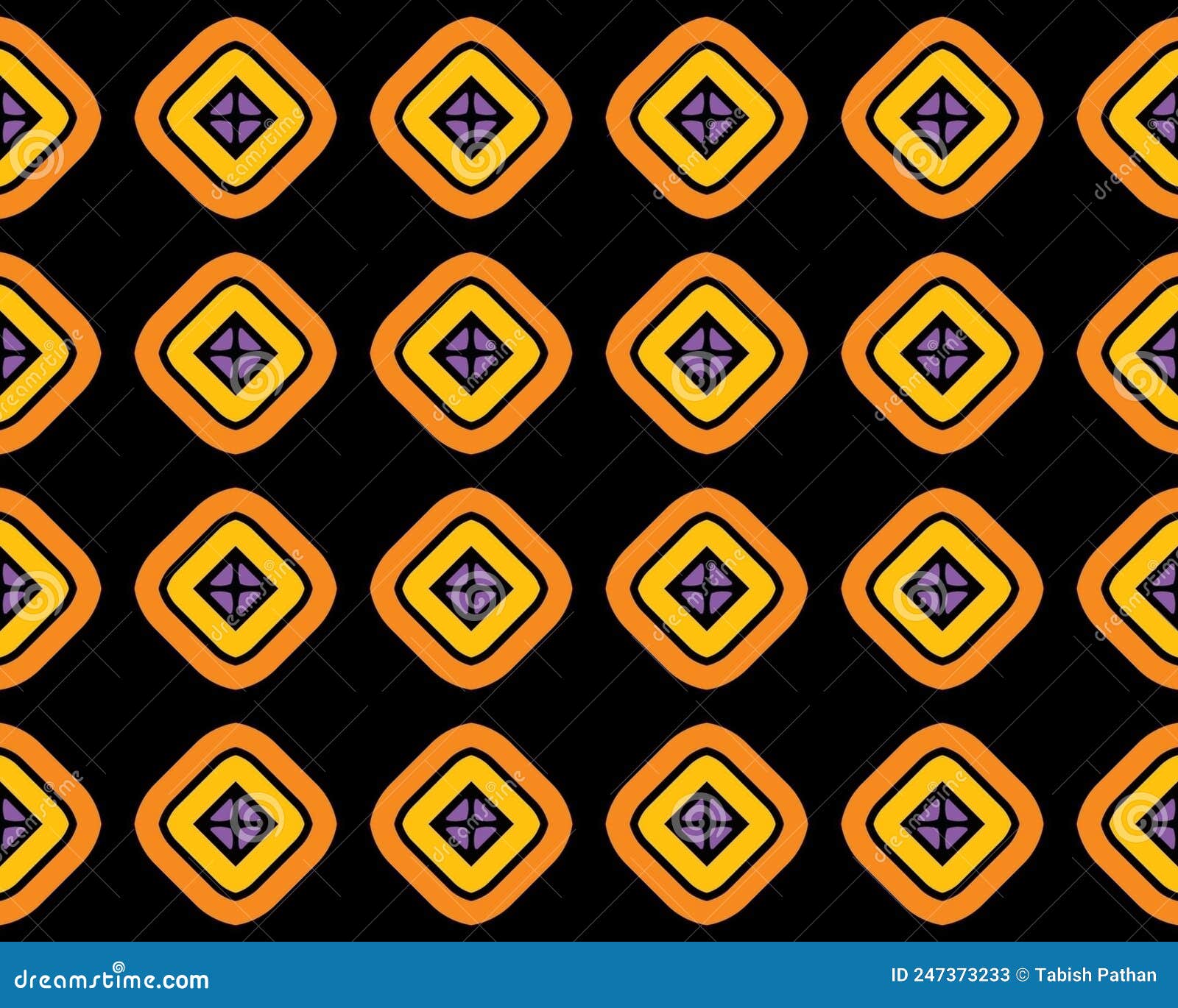 Orange-yellow Geometric Square Pattern on a Black Background Stock ...