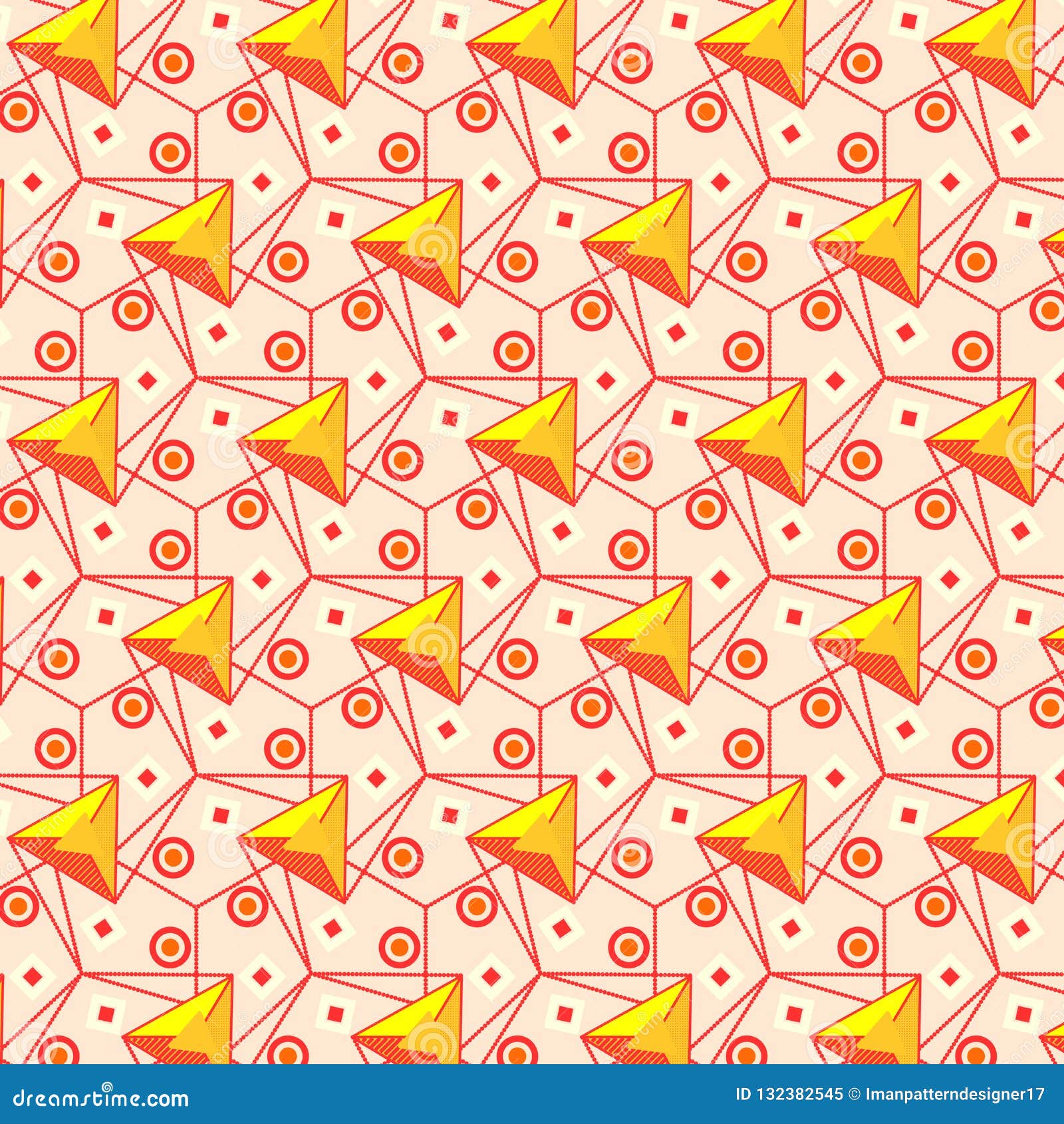 Orange and Yellow Modern Geometric Seamless Pattern Stock Vector ...