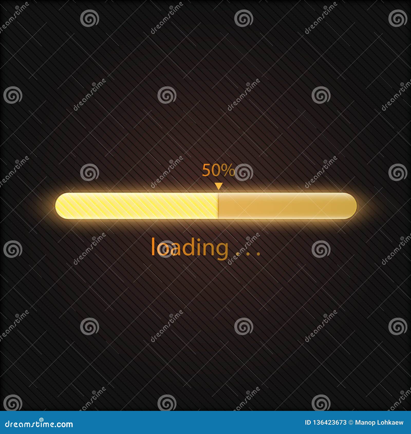 Orange Yellow Progress Loading Bar, Technology Concept Stock Vector ...